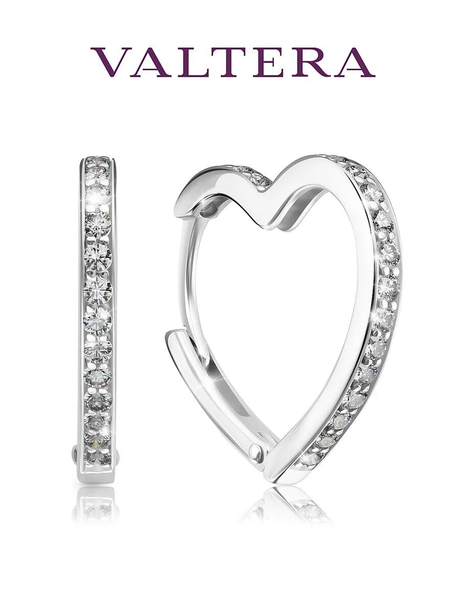 Серьги конго, серебро, 925 проба, родирование, фианит