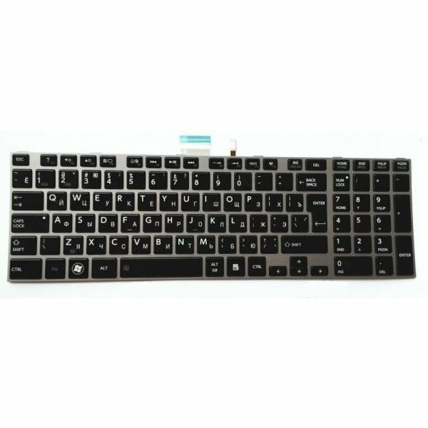 Клавиатура для ноутбука Toshiba Satellite L850, L875, P850 черная с рамкой, с подсветкой