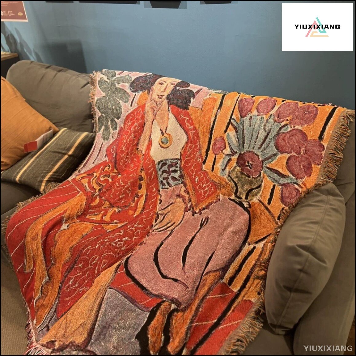 Эксклюзивное одеяло 130x160 см по мотивам картины Девушка в красной жакете и с жемчужной серьгой