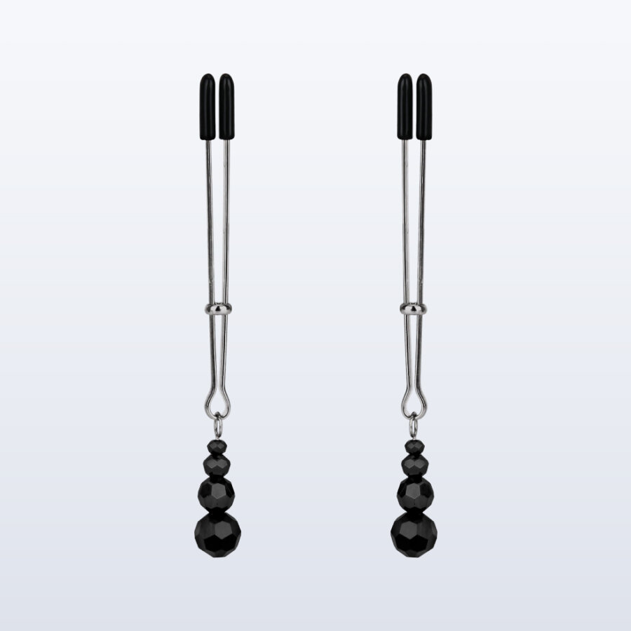 67896 Lux Fetish Adjustable Tweezer Nipple Clips, черные. Клипсы для стимуляции сосков с декором