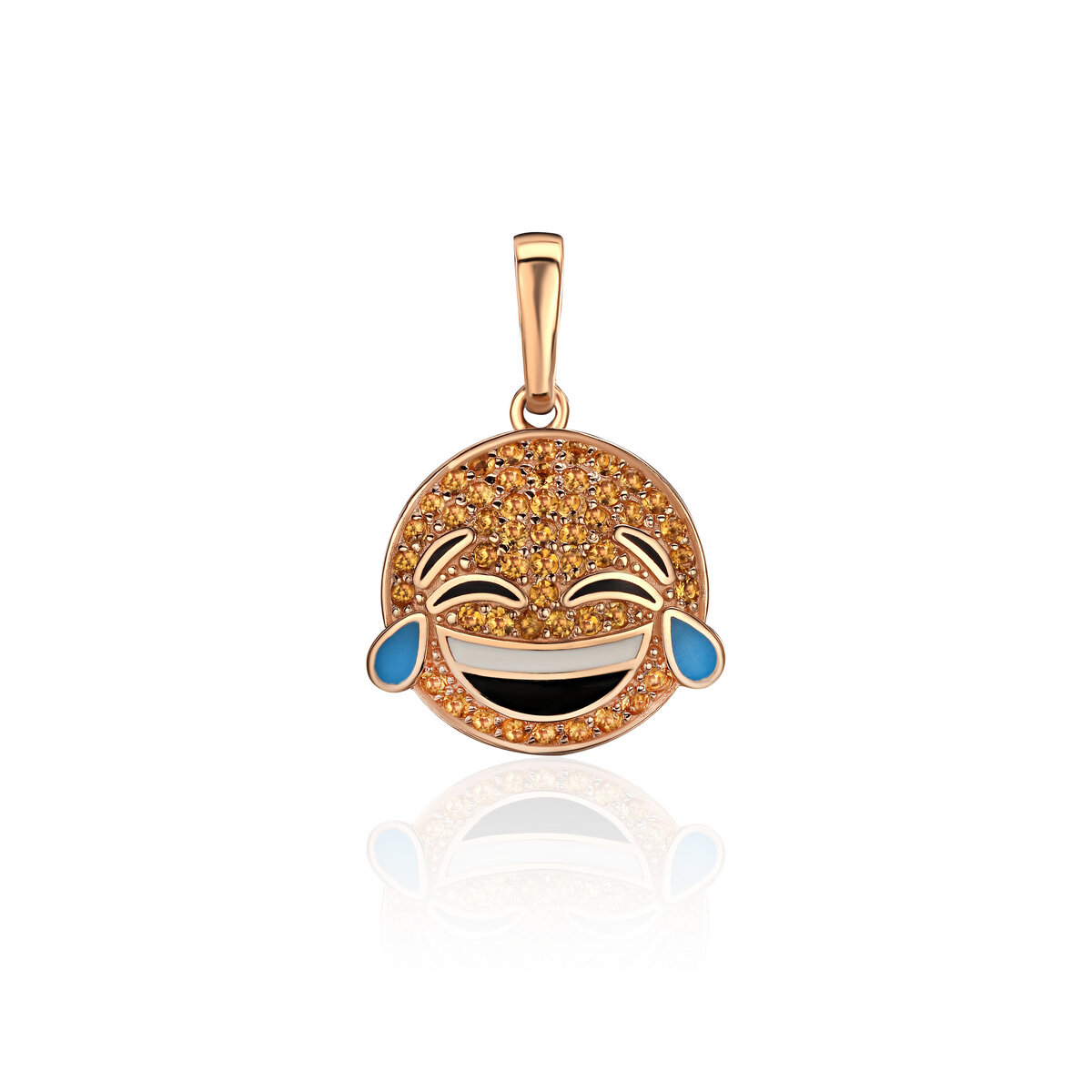 Подвеска, красное золото, 585 проба, эмаль, цитрин