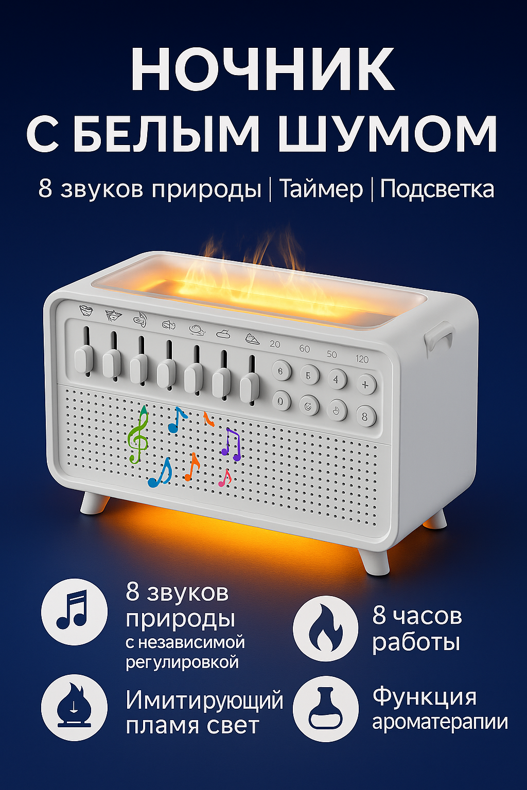 Ночник с белым шумом, для сна, белый шум, Bluetooth, таймер отключения, подходит и взрослым