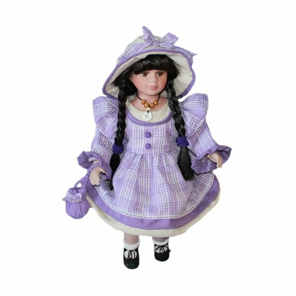 Фарфоровая кукла в платье, элегантная кукла для девочек, подарок на день рождения, фиолетовая