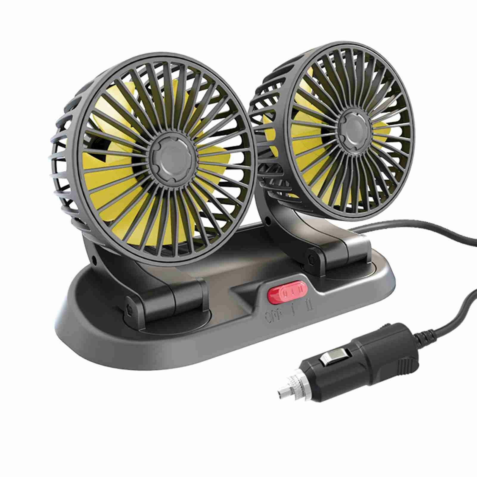 Автомобильный вентилятор охлаждения с двумя вентиляторами 12 В, регулируемым потоком воздуха, разъемом для прикуривателя, многофункциональный воздушный циркулятор для грузовиков и внедорожников