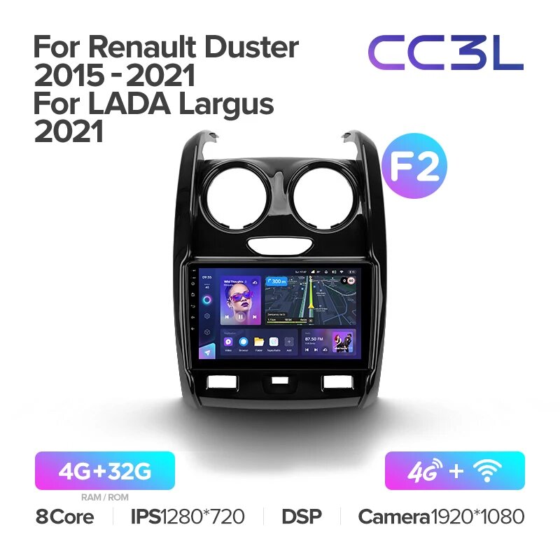 TEYES Тиайс CC3L WIFI Штатная магнитола For Рено Дастер 1 For Лада Ларгус 1 For 15dust. CC3L 32G-F2
