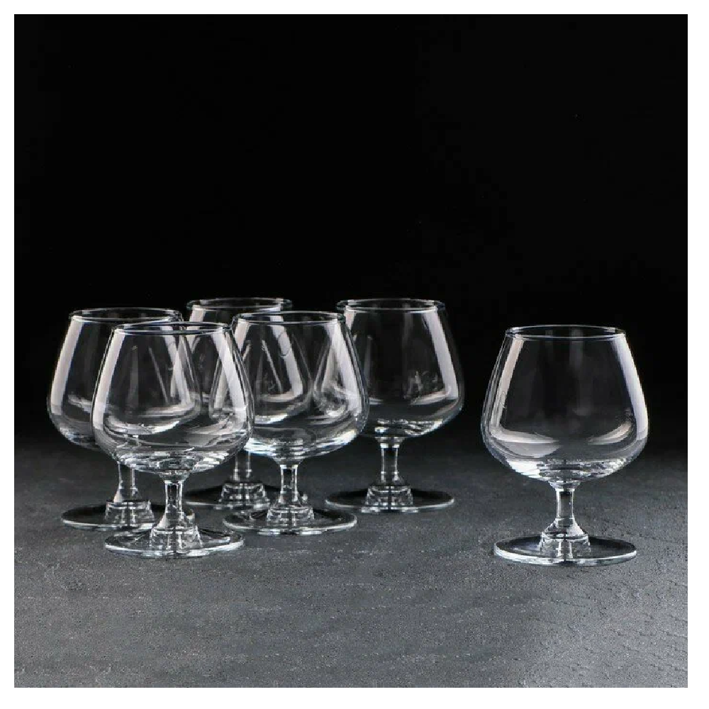 Бокалы Pasabahce "Charante", для коньяка, стекло, прозрачные, 6 шт, 330 мл