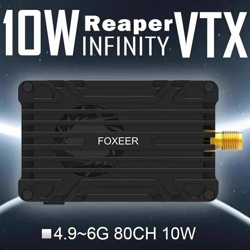 Foxeer 4,9 6G Reaper Infinity V2 10 Вт VTX 80 каналов Встроенный микрофон и вентилятор 9-36 В