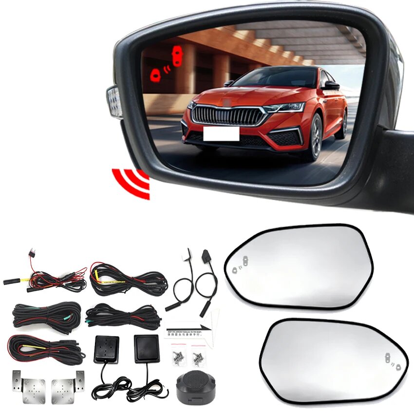 BSD BSA Радар миллиметрового диапазона, система обнаружения слепых зон, помощь при парковке за изменением движения для Skoda Rapid Spaceback 2018-2025 White mirror, Rapid 2018-2025