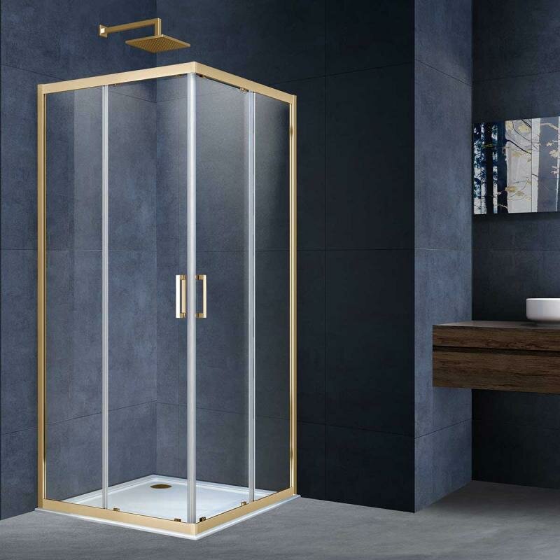 Vincea Душевой уголок Alpha VSS-3AL100CLG, 1000*1000, брашированное золото, стекло прозрачное Vincea