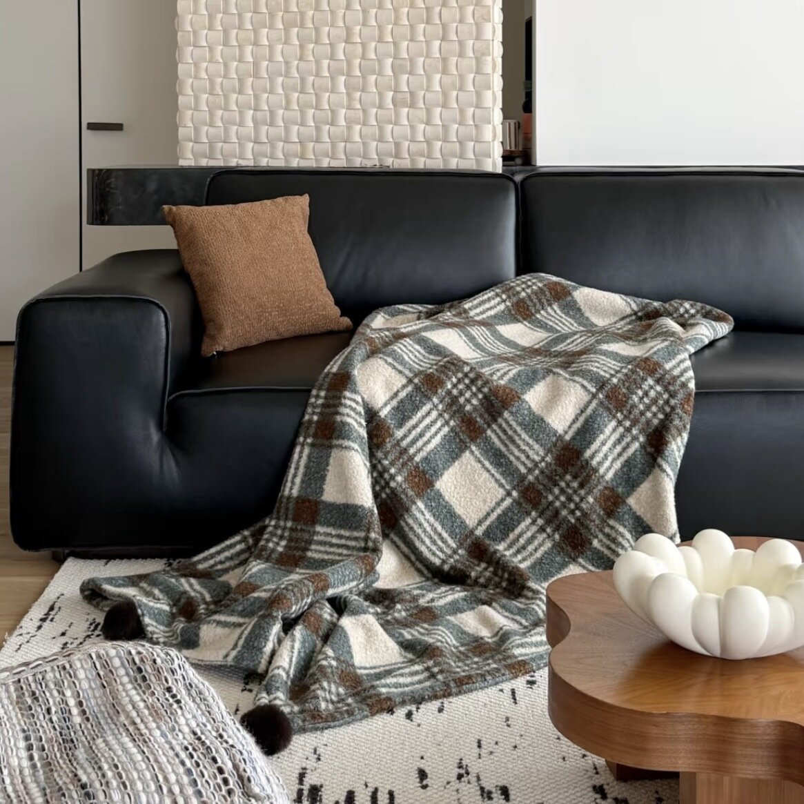 Новогоднее красное шерстяное одеяло в клетку, двусторонний плед, в британском ретро-стиле, мягкое, утолщенное для осени и зимы, покрывало для дивана.