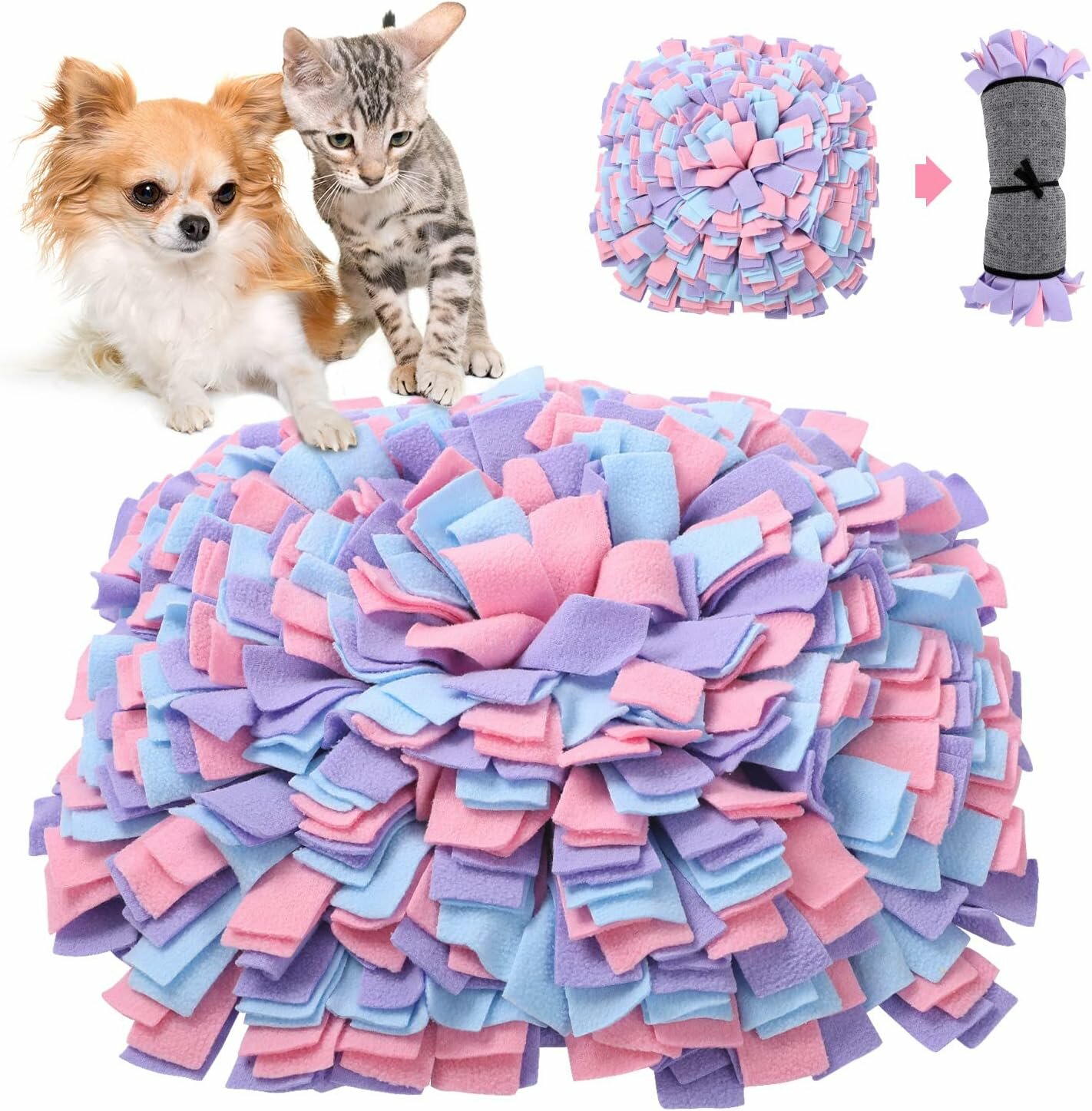 DINGXIAN Умный коврик-головоломка Snuffle Mat для собак: Интерактивная развивающая игрушка для поиска лакомств, снимает стресс (45 x 45 см)