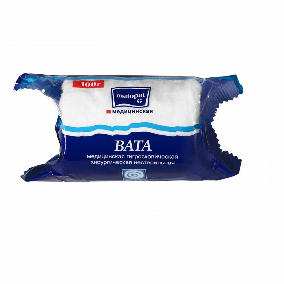Вата медицинская Matopat нестерильная 100% хлопок 100 гр (упаковка рулон)