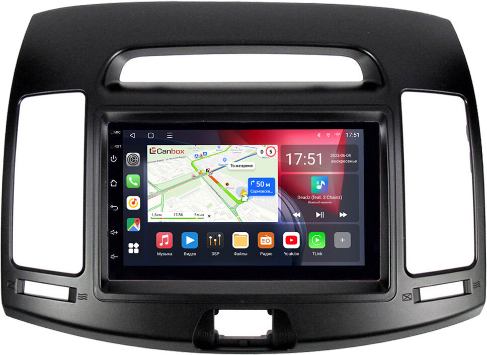 Штатная магнитола Hyundai Elantra 4 (HD) 2006-2011 (черная) Canbox L-Line 4476-RP-HDHD-30 Android 10 (4G-SIM, 3/32, TS18, DSP, QLed)