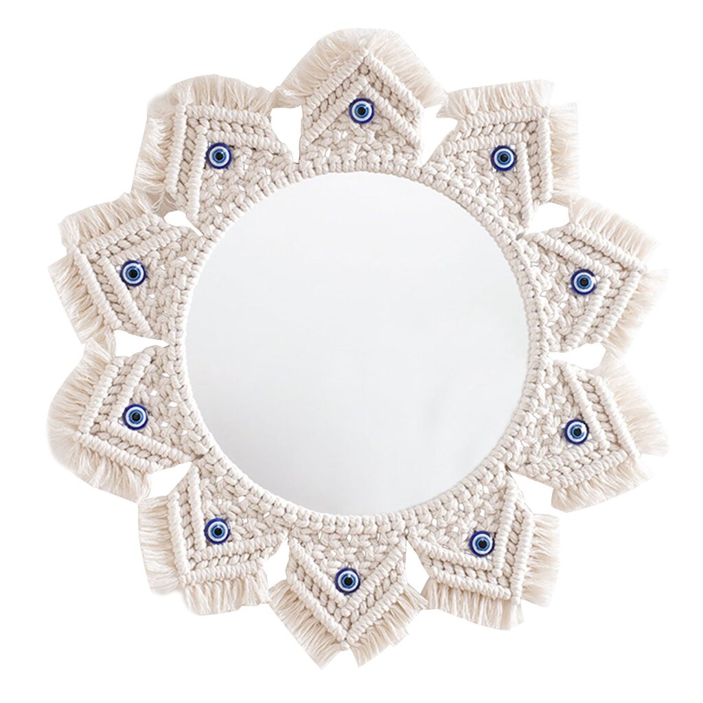 Круглое Декоративное Настенное Зеркало из Макраме для Домашнего Декора в стиле Бохо, Эстетичный Макияж Для Гостиной, Спальни, Рождественского Свадебного Деко