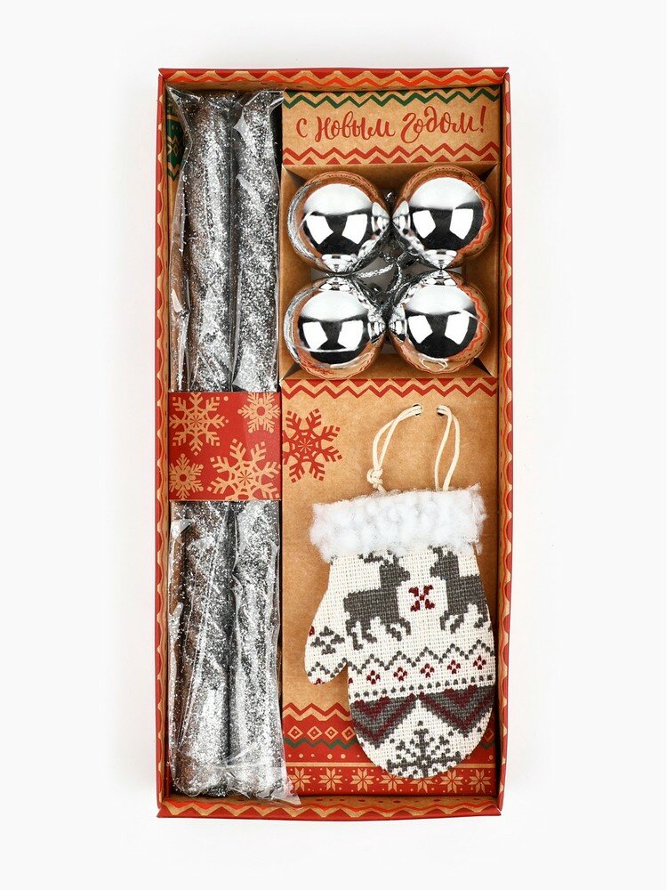 Набор высоких свечей с декором "Удачного Нового года!", 9,5 х 20 см