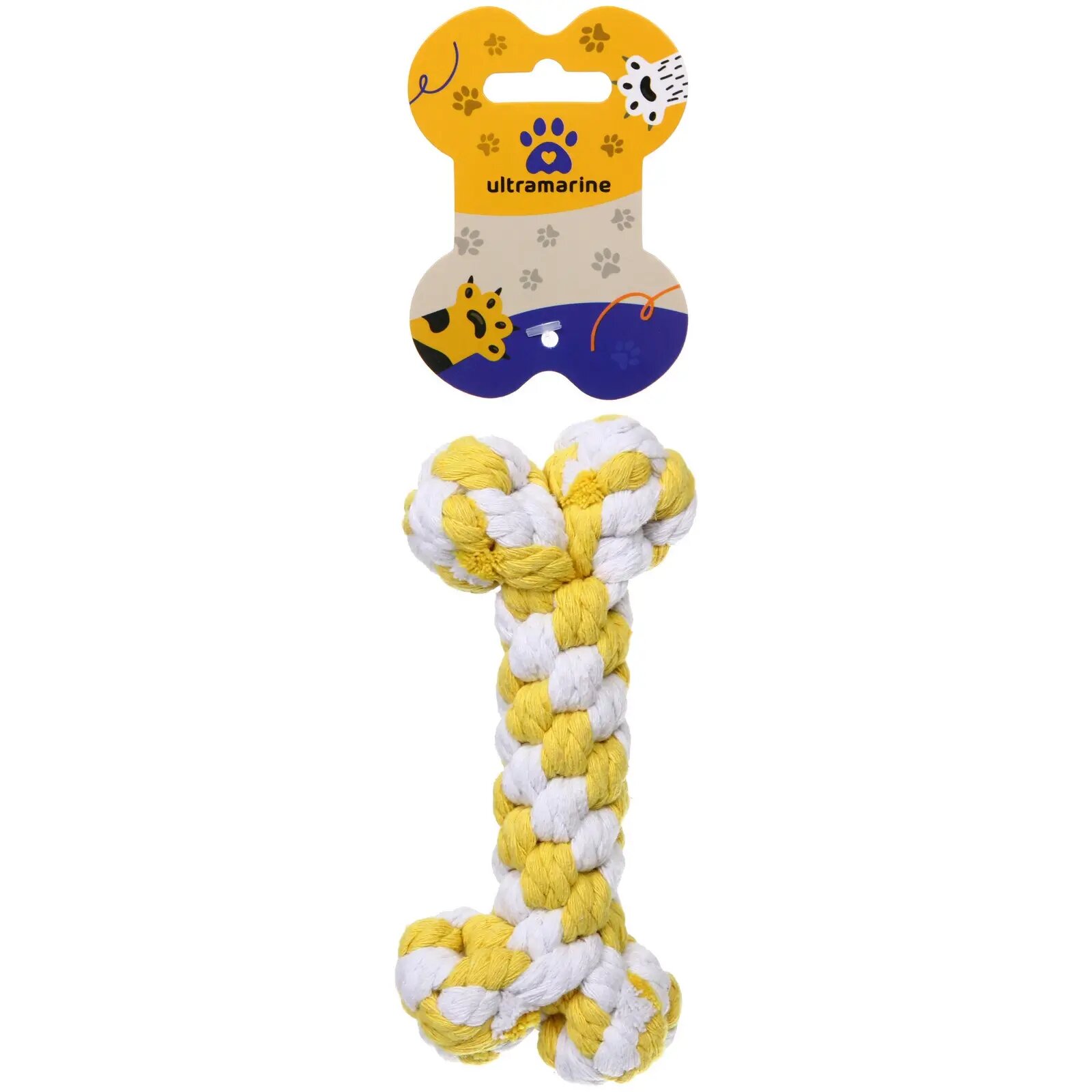 Игрушка для домашних животных «Косточка» желтая, плетёная верёвка, безопасность и развлечение