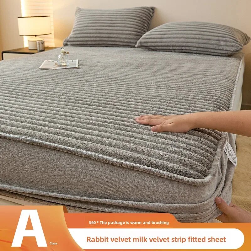 Зимние простыни из искусственного меха кролика KDV Серый, 2.0x2.2m 3pcs set, Gray