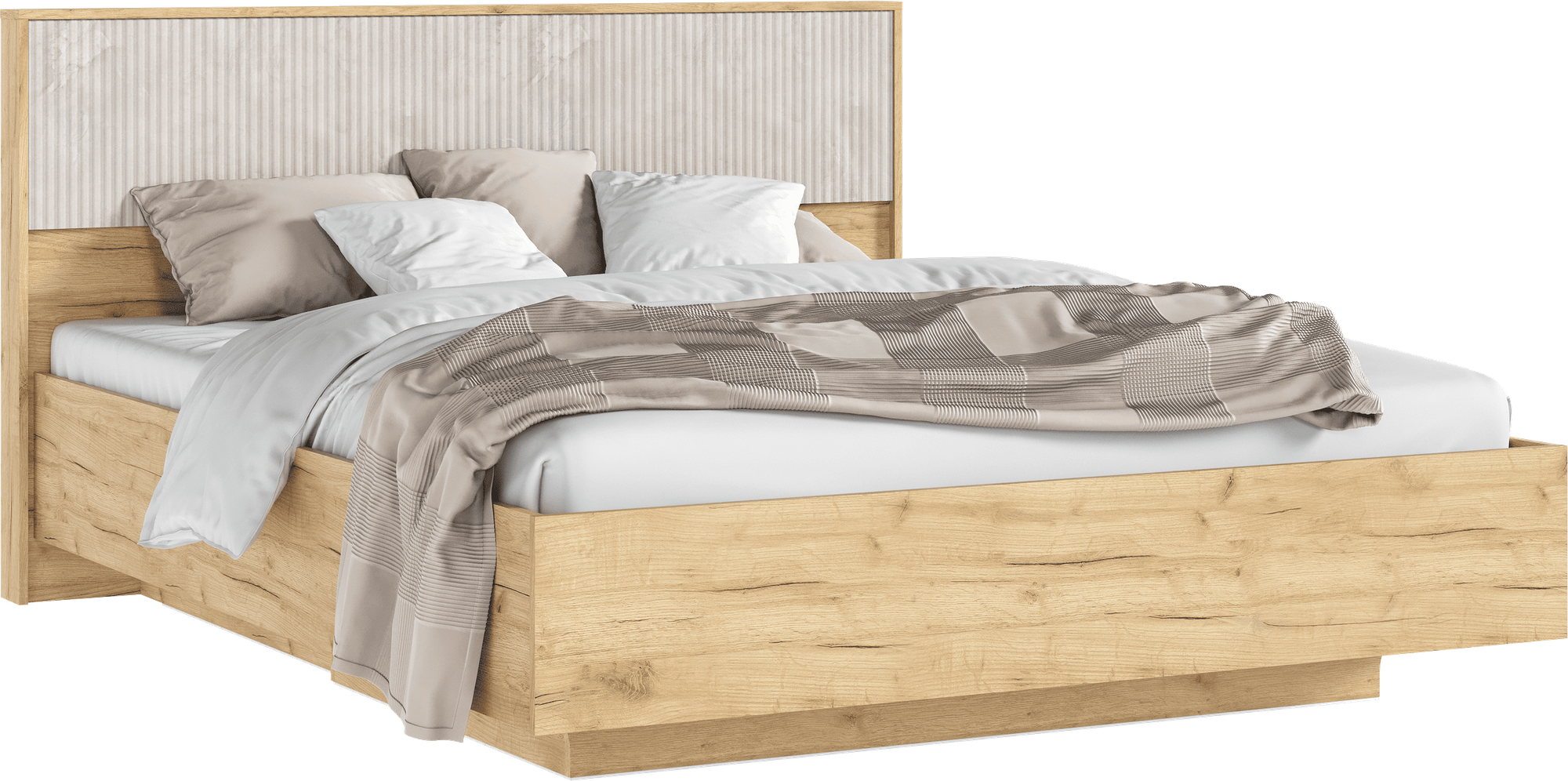 Кровать "Марвэл" парящая 160см, ортопедическая металл, Мальта/Дуб Крафт