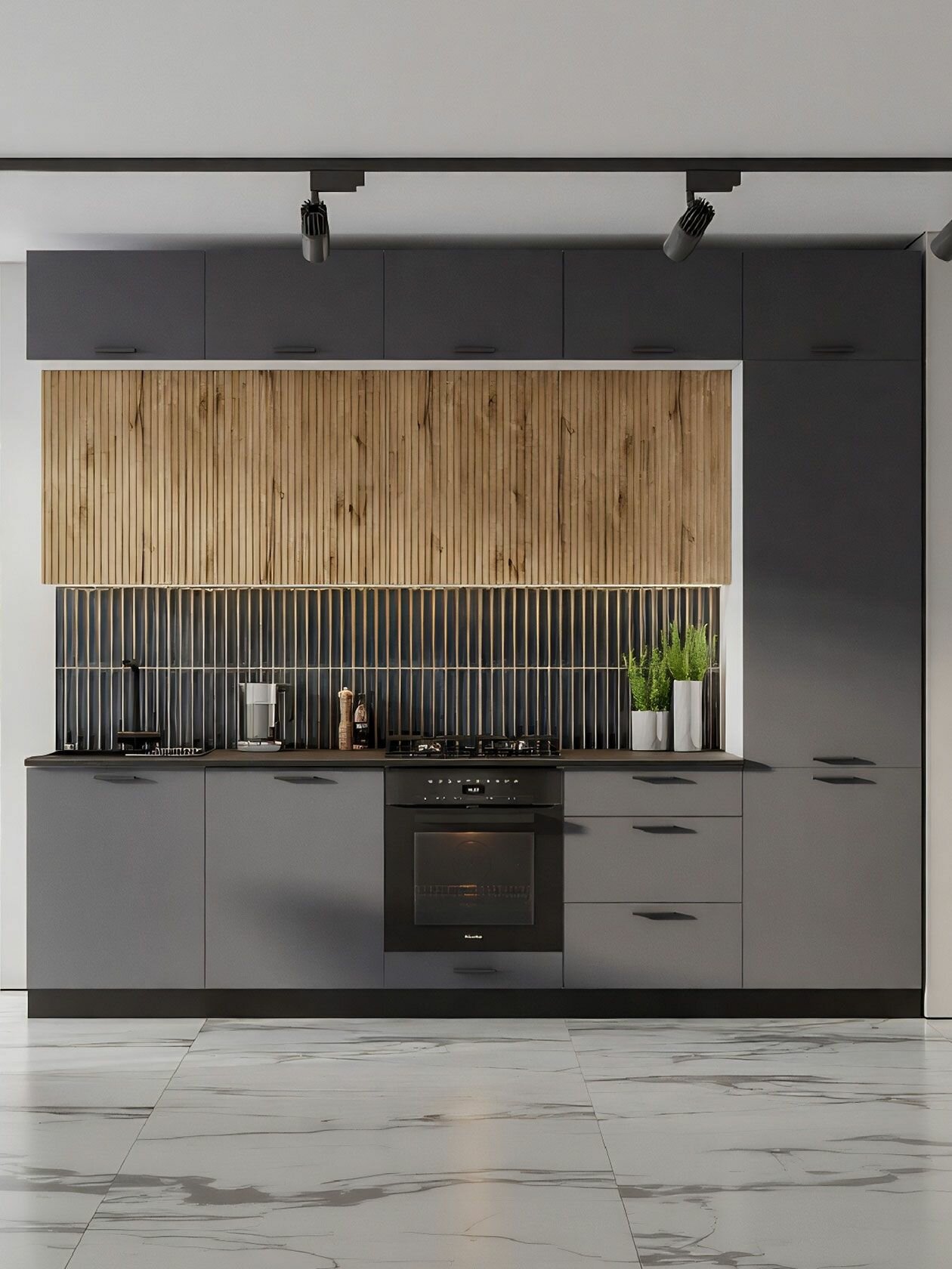 Кухонный гарнитур Микс 3 м, мебель для дома и кухни, Белый / Дуб Торонто / Графит серый