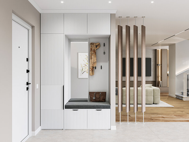 Прихожая в коридор "Тайлер 2" 135х240х50 Белый / Лотос