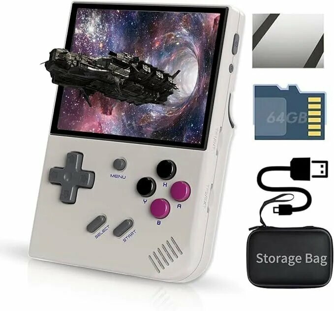 Портативная игровая консоль в стиле ретро новая Anbernic RG35XX Plus, поддерживать 5G Wi-Fi/BT4.2 3,5" OCA 640*480 Linux-система, WIFI-соединение + функция потоковой передачи(64 ГБ+сумка для хранения)