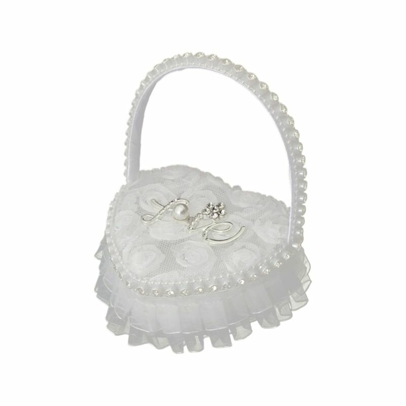 Элегантная кружевная подушечка для колец, ручной держатель для свадебных аксессуаров, - Модель C