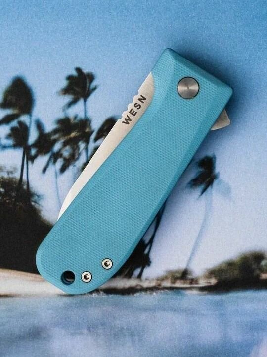 Нож раскладной WESN Allman - накладки Sky Blue G10. Артикул WESN04-12