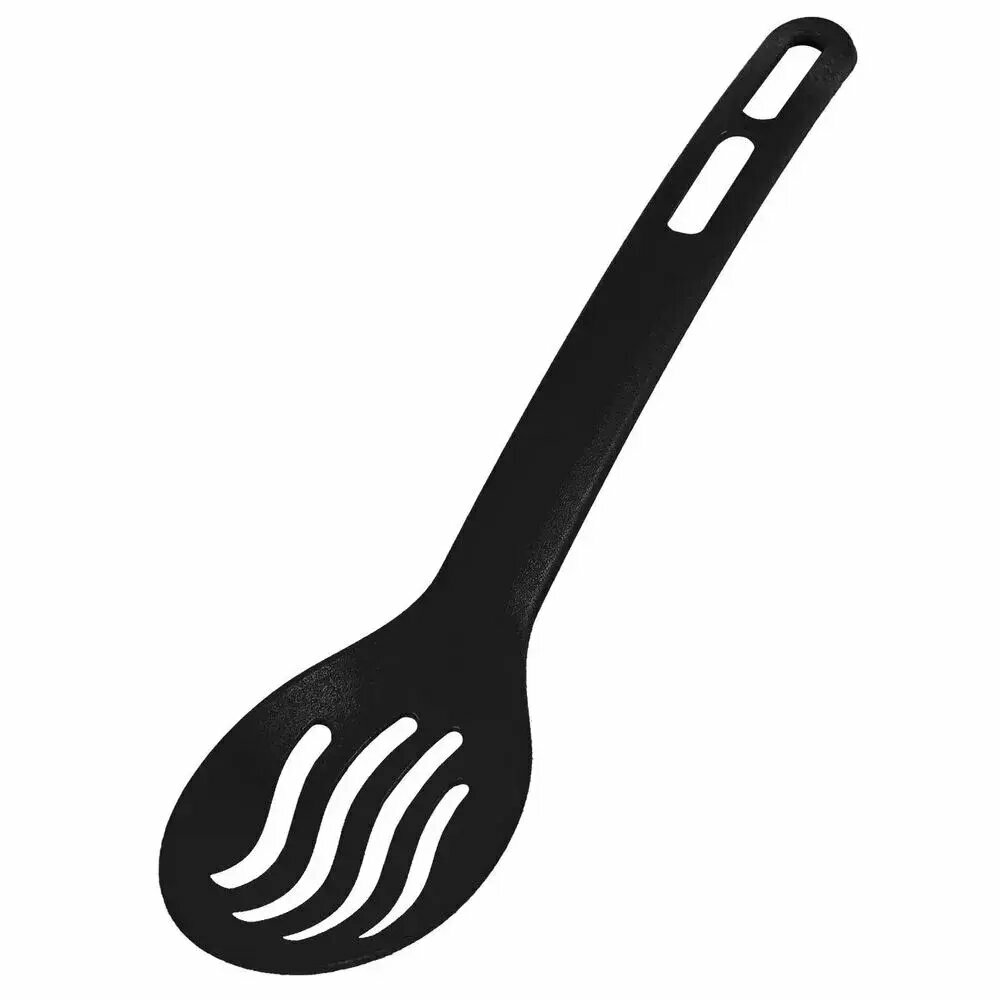 Шумовка Simple черная хлопковая ручка, прорези для слива жидкости