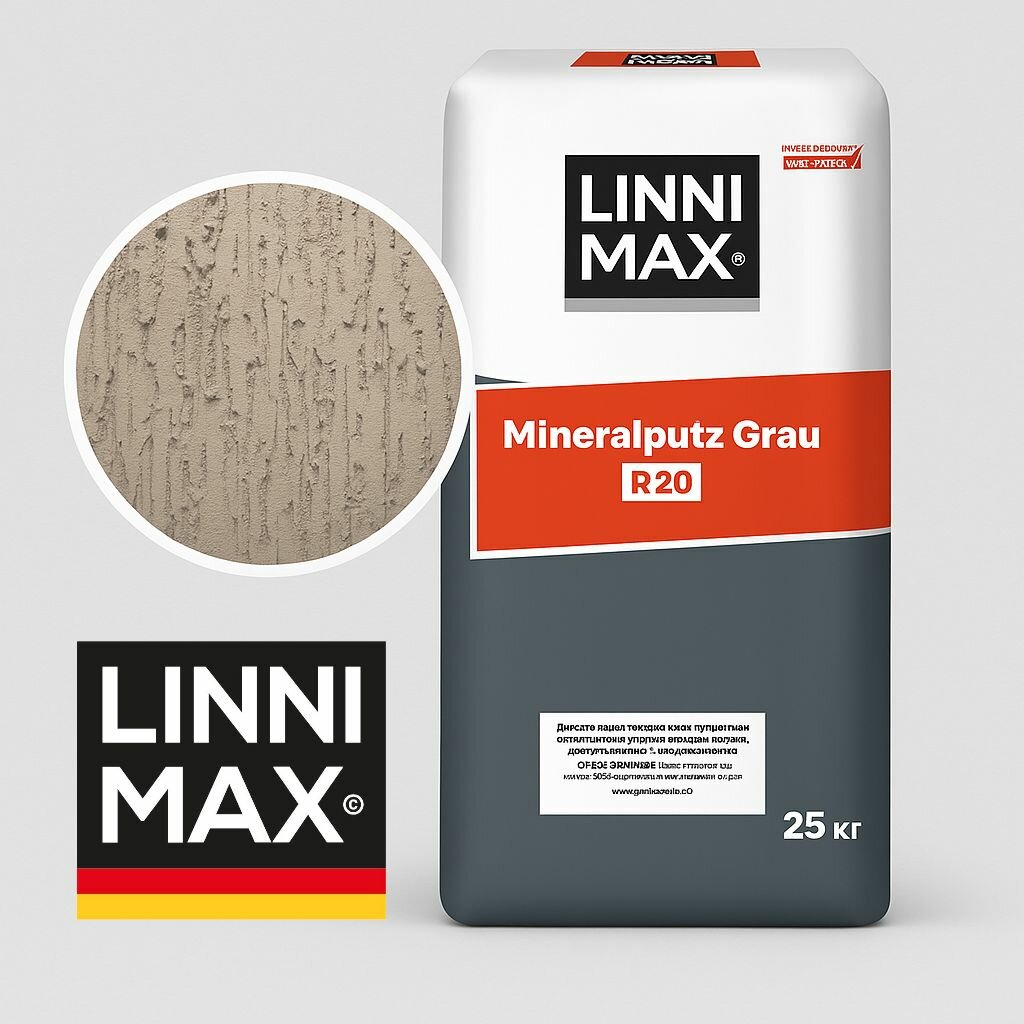 Штукатурка декоративная LINNIMAX "Короед", R20, морозостойкая, паронпроницаемая, 25кг