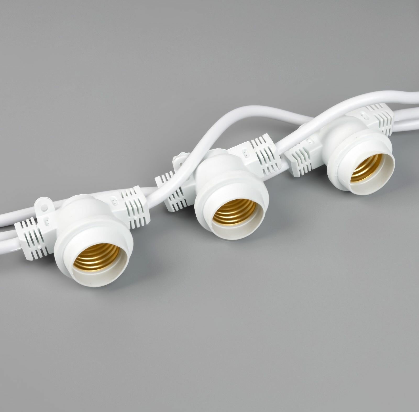 Гирлянда уличная "Белт-лайт" 10 м, новогоднее украшение для дома, декор на Новый Год, IP65, УМС, белая нить, шаг 40 см, Е27 (без ламп), работает от сети