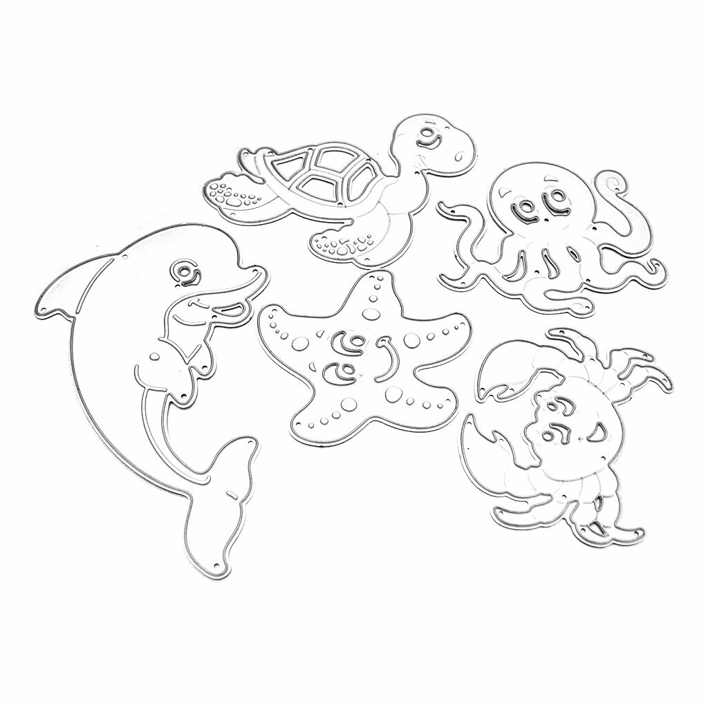 5 шт. Набор для вырезания фигурок морских обитателей своими руками, металлические трафареты для скрапбукинга, альбомов, штампов, бумаги, картона, тиснения, форма для бумаги ручной работы