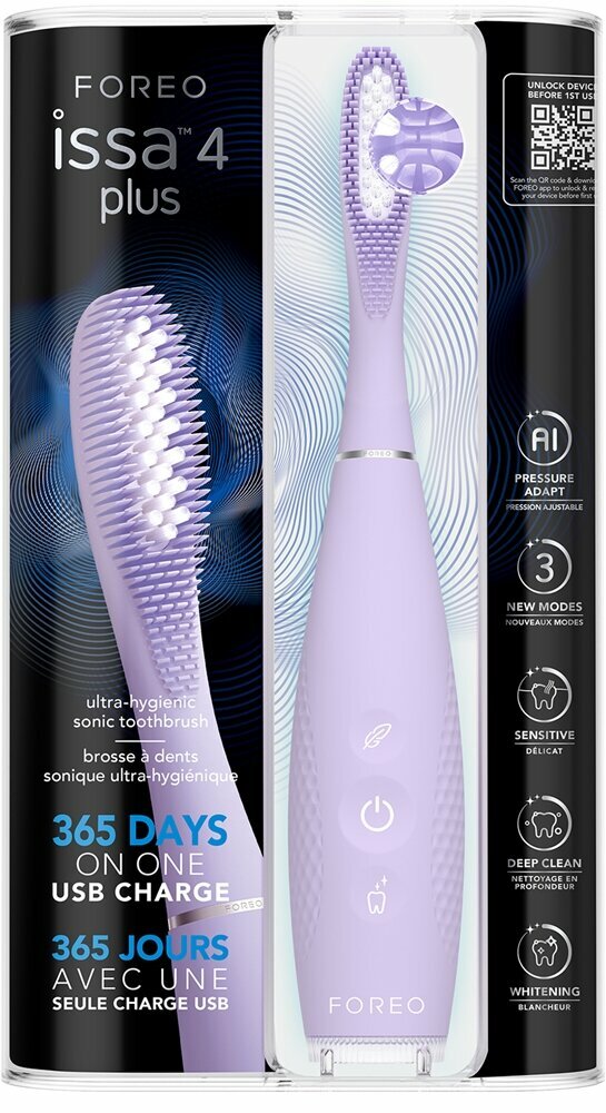 Foreo Электрическая зубная щетка ISSA 4 Plus, цвет фиолетовый, 1 шт