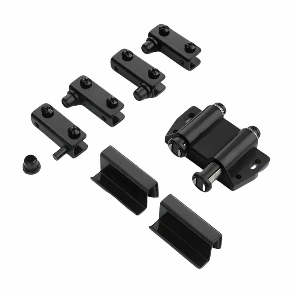 Комплект для крепления стеклянных петель шкафа с двойной дверью-черный