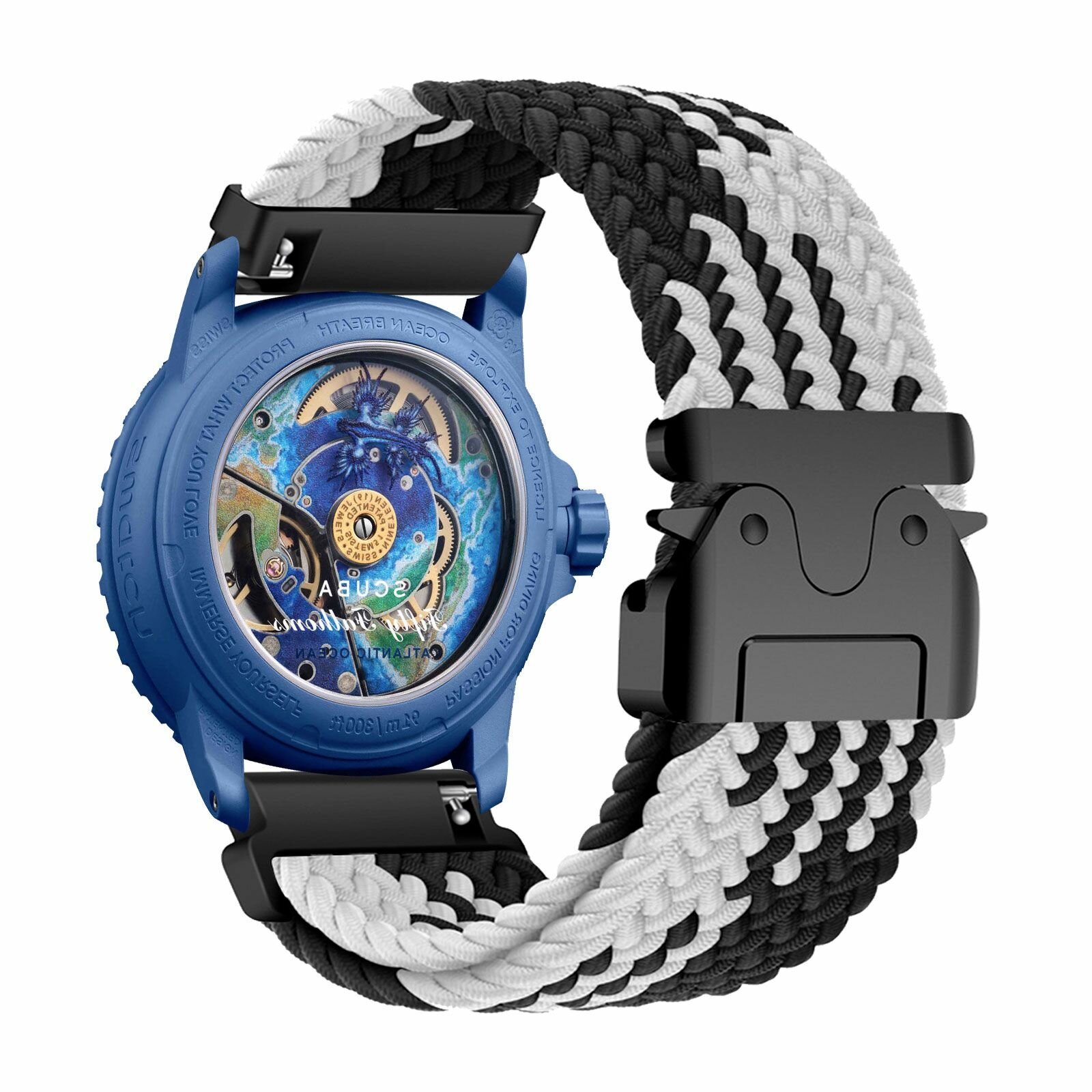 Эластичный тканевый ремешок с магнитной застёжкой для Blancpain X Swatch, вентилируемая сетка