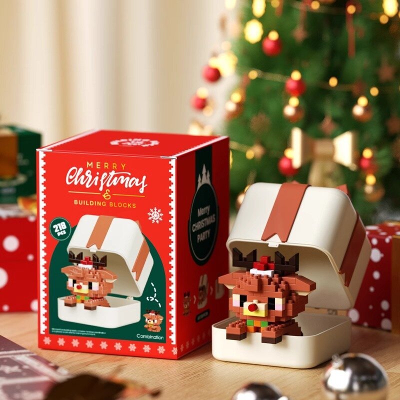 Christmas series of building blocks assembled ornaments with dust cover