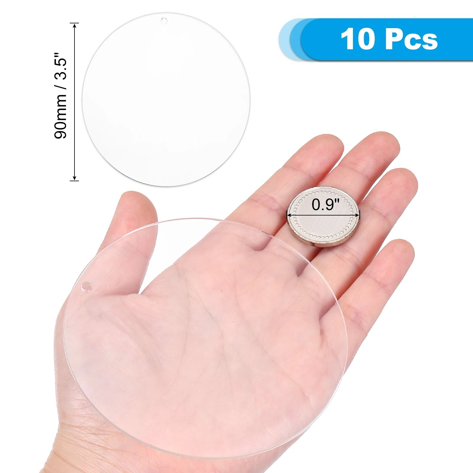 UXCELL Акриловые брелочные заготовки круглые прозрачные 10 шт 10Pcs 3.5 Inch