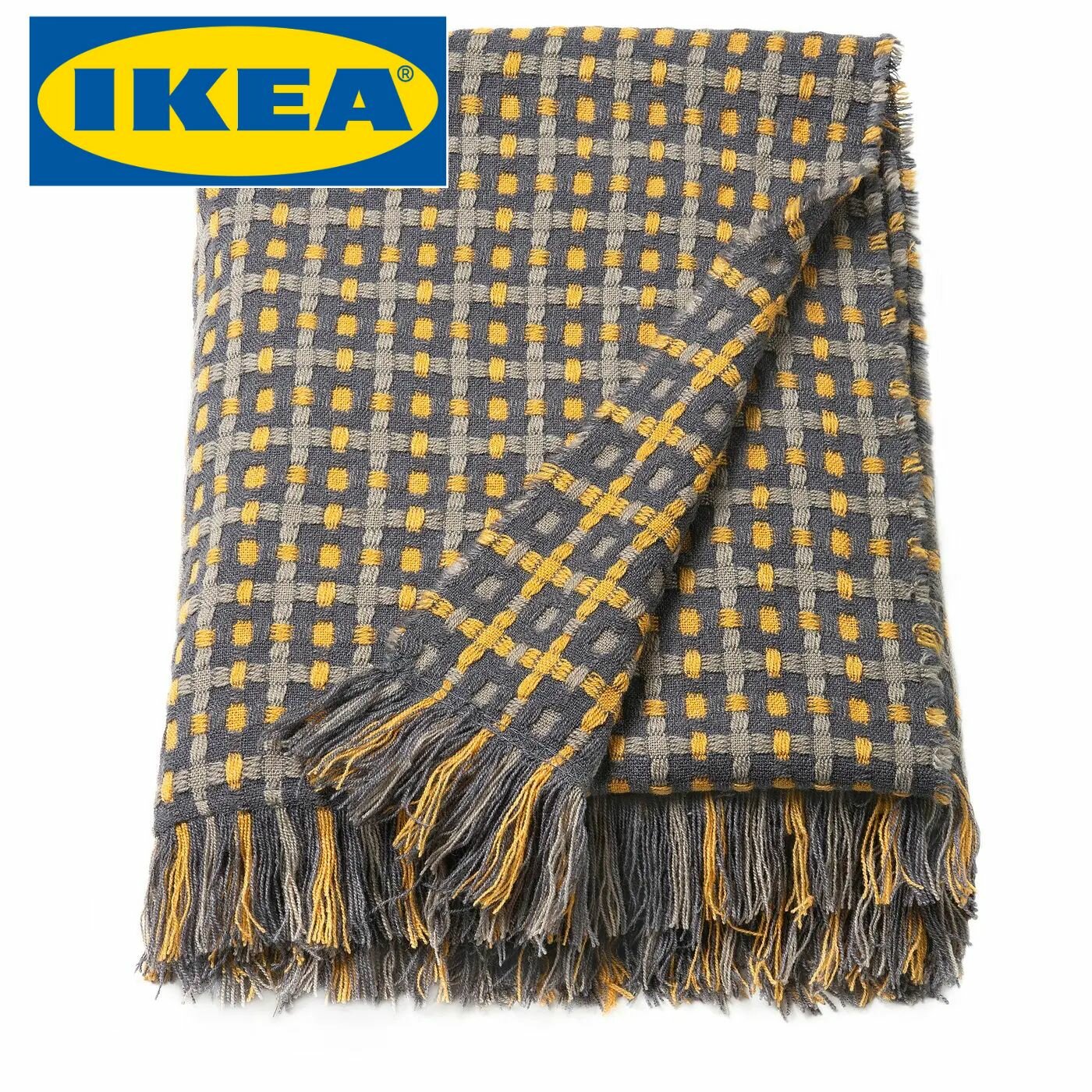 IKEA Одеяло-плед FLIKBRUN RT в клетку 130x170 см