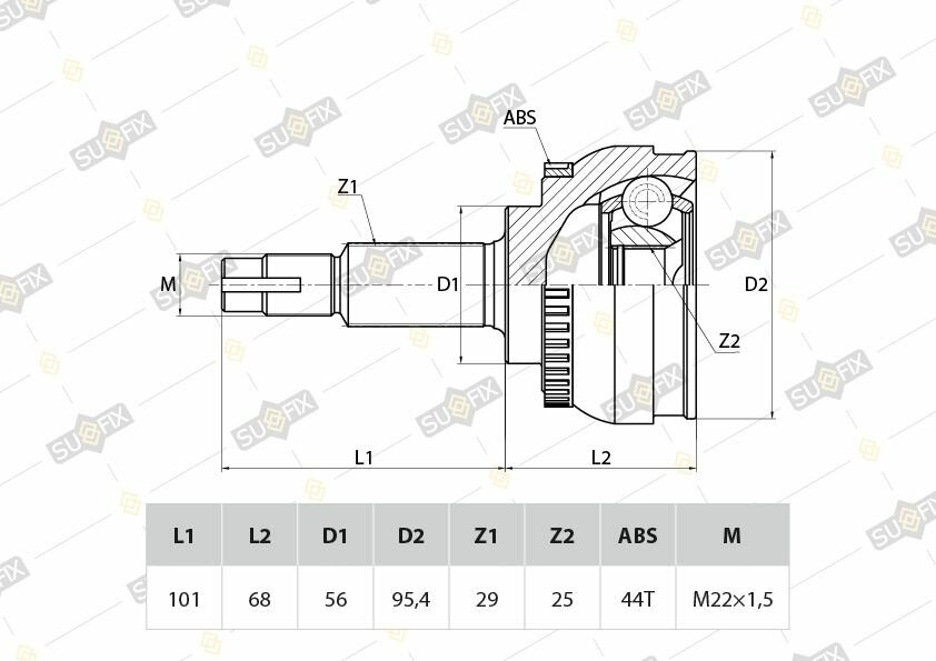 SUFIX ШРУС наружный NISSAN Maxima 2.0-3.0 00>/ X-Trail 2.0-2.5 01>