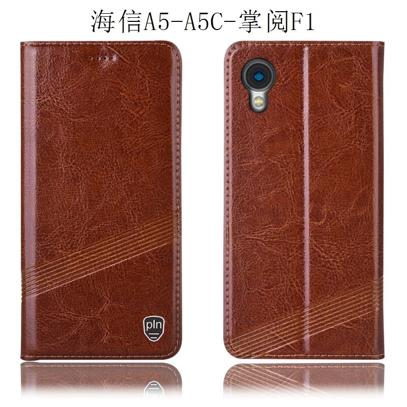 Накладка для телефона Hisense A5/A5C/PocketBook F1 с плоским узором и цветом кофе — кожа, защита от падений