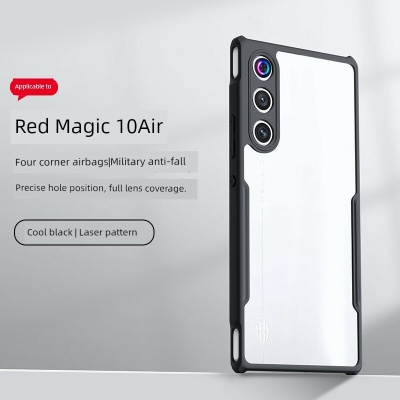 Xundie Red Magic 10 Air ударопрочный чехол для телефона с лазерным рисунком, матовый черный антипробковый дизайн