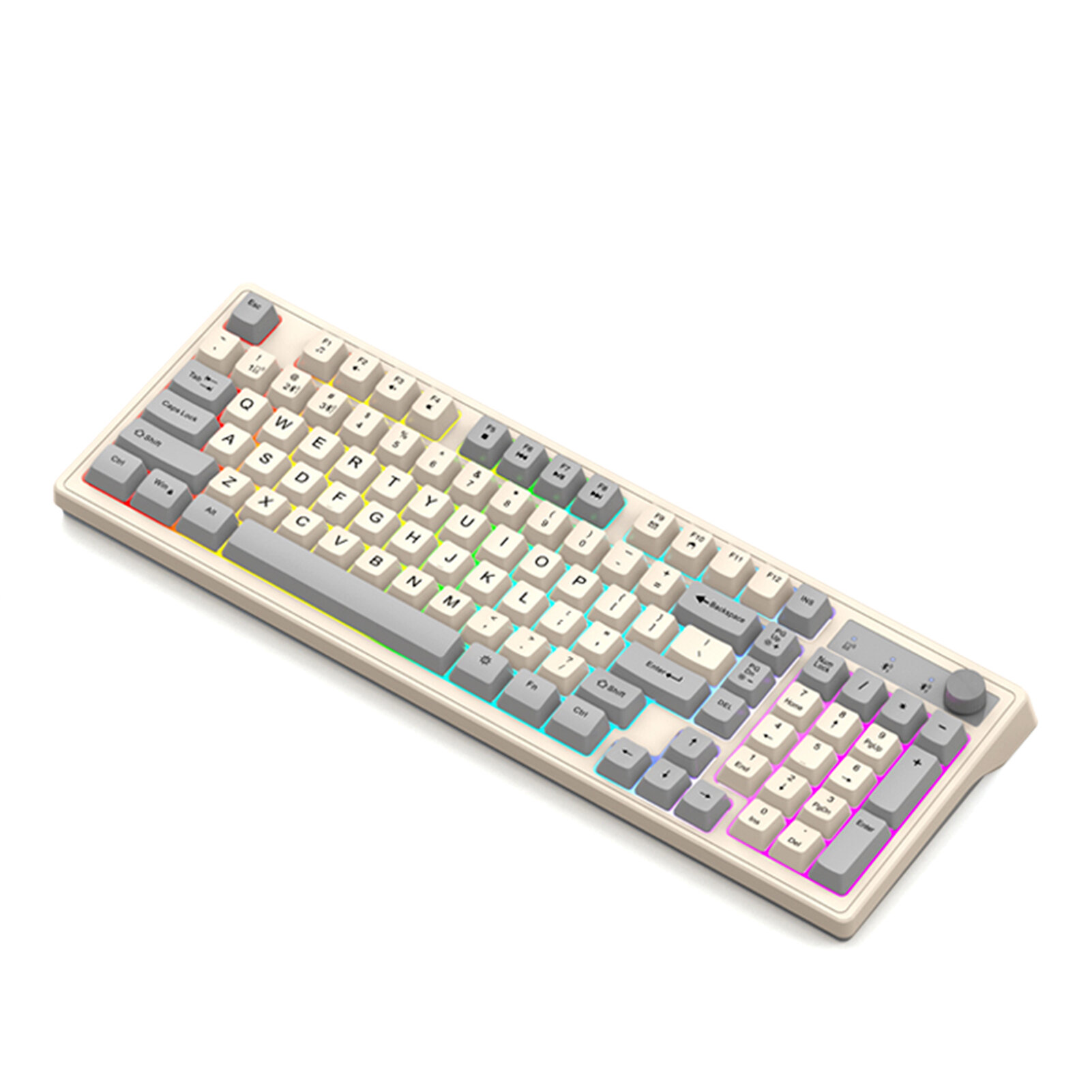 K98 2.4G Беспроводная клавиатура 98-Keys BT Механическая клавиатура с подсвеченной клавиатурой с ручкой управления громкостью для компьютера/ПК