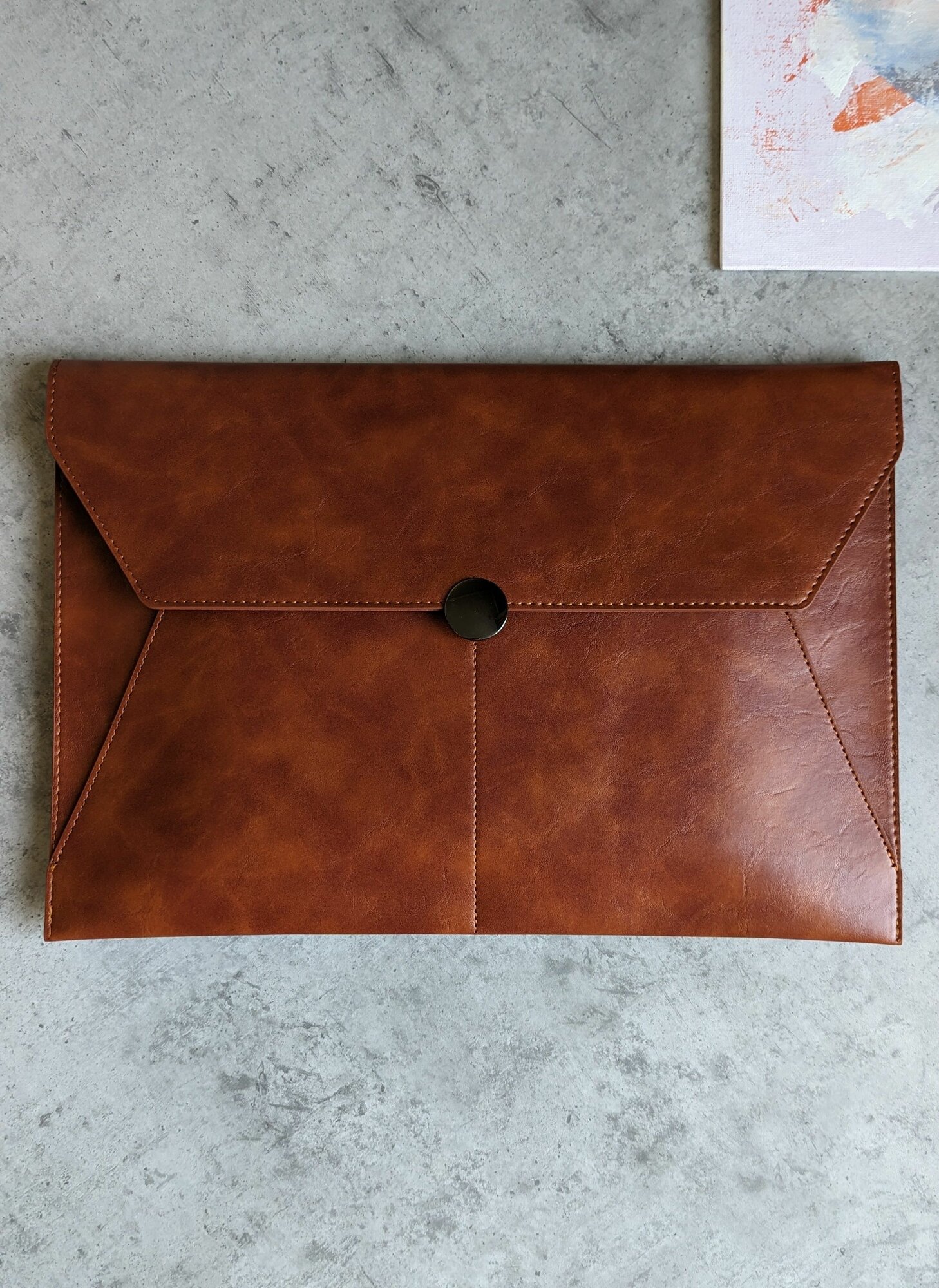 Папка для документов а4 / Кожаная папка на кнопке, т-коричневый