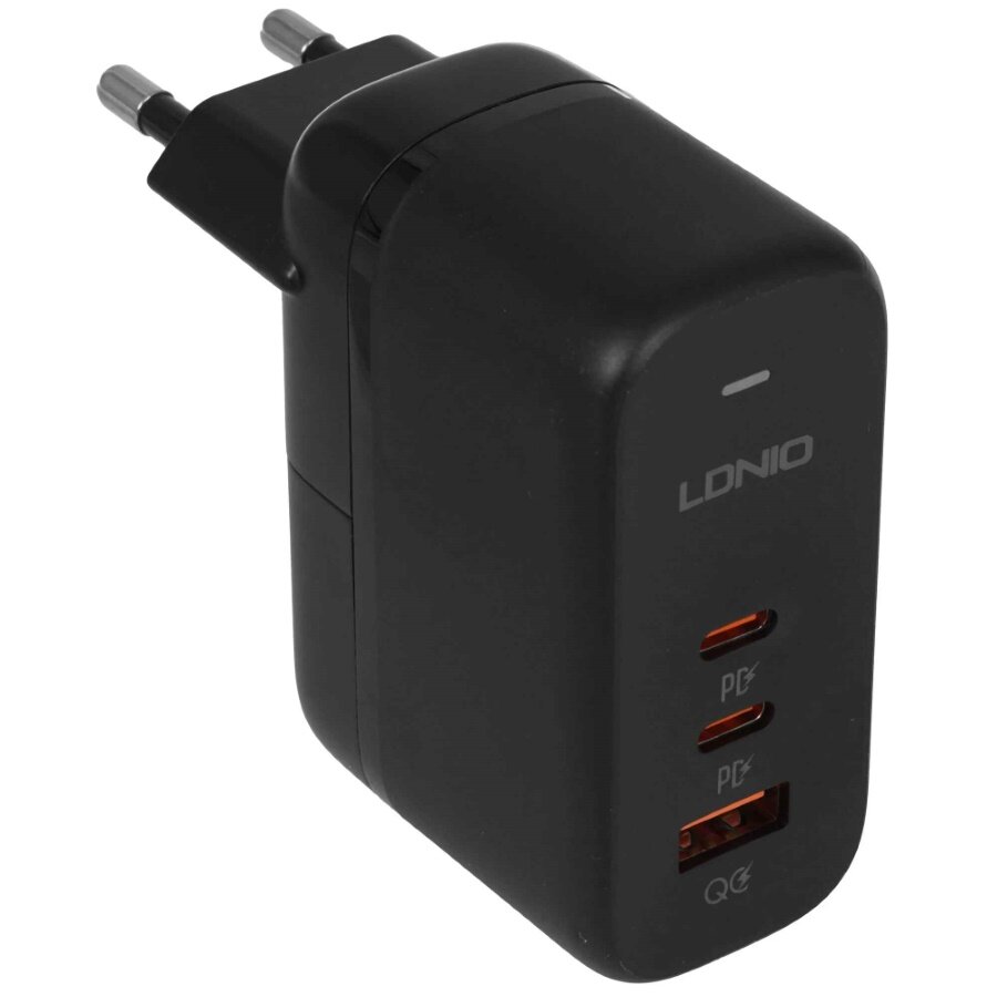 Блок питания LDNIO Q366 на 1*USB+2*USB Type-C, GaN, PD+PPS+VOOC+QC 3.0, 3.3-20V, max 65W (220В), черный