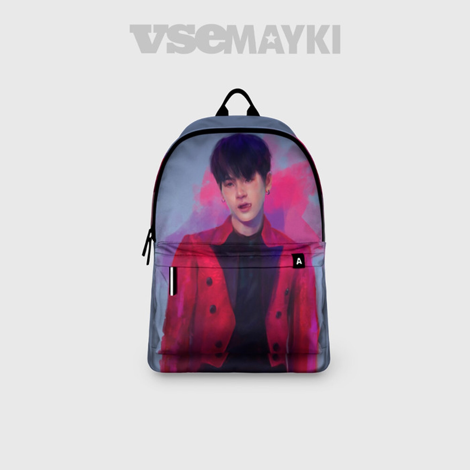 Рюкзак VseMayki с принтом Kim Seokjin art, унисекс, One size, белый