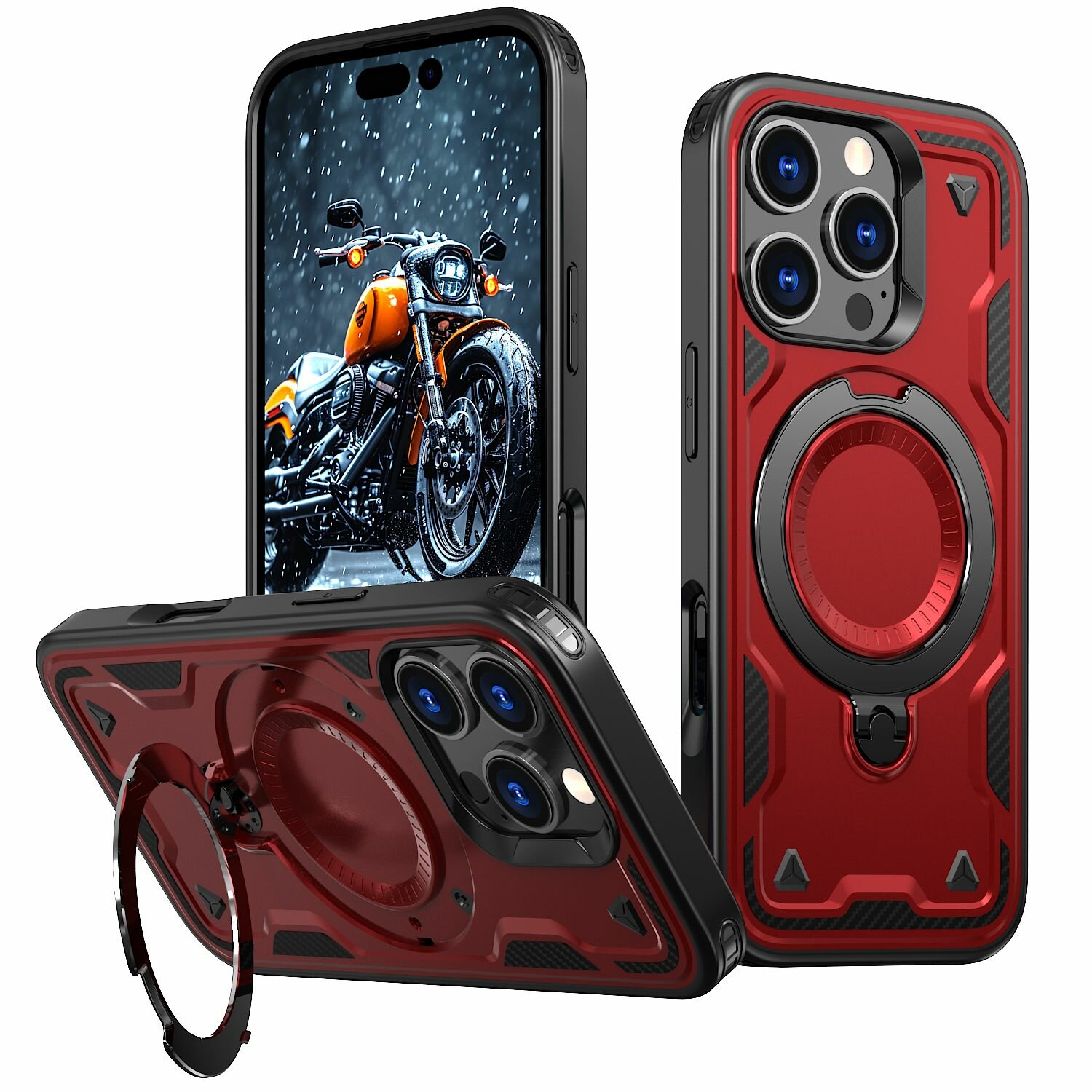 Чехол бронированный для Apple iPhone 16 Pro Max, противоударный, Поддержка MagSafe, с подставкой для живого видео