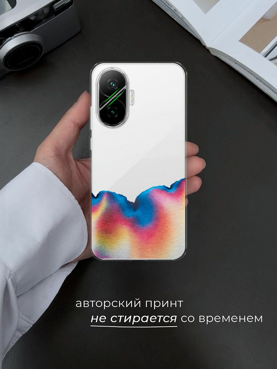 Чехол на Poco F7 / Поко F7 с принтом Акварельное сочетание, прозрачный — фото 1