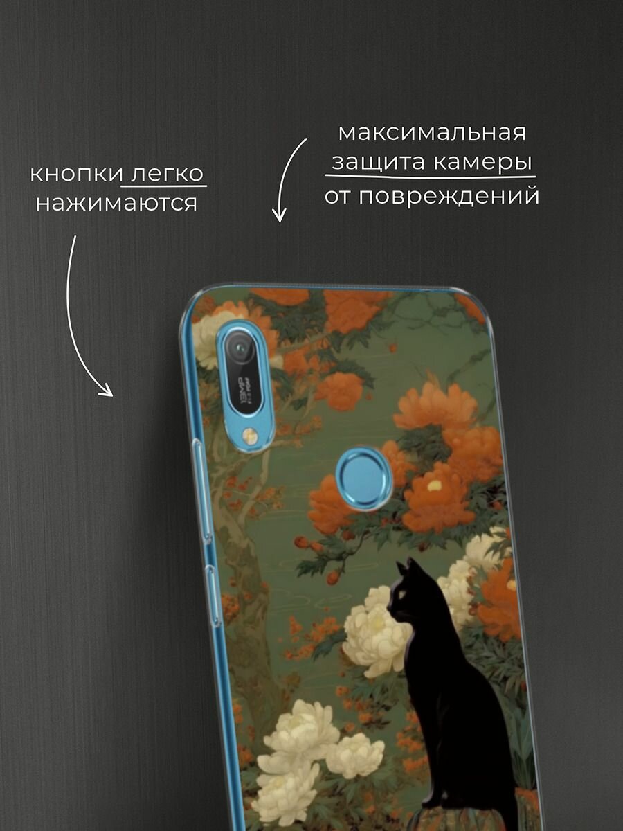 Чехол на Honor 8A/8A Pro/Huawei Y6s/Y6 2019 / Хонор 8А с принтом Black cat — фото 1