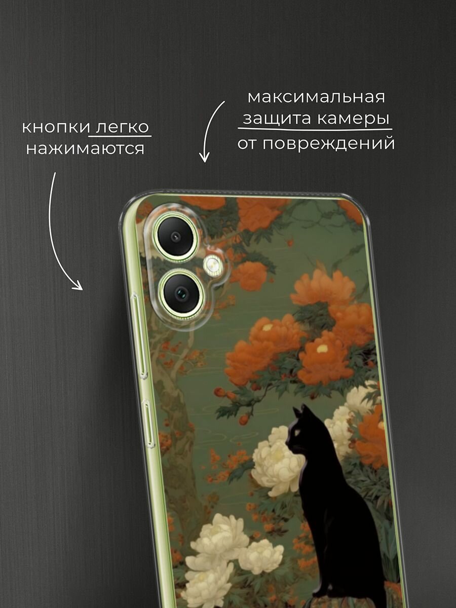 Чехол на Samsung Galaxy A05 / Самсунг Галакси A05 с принтом Black cat — фото 1