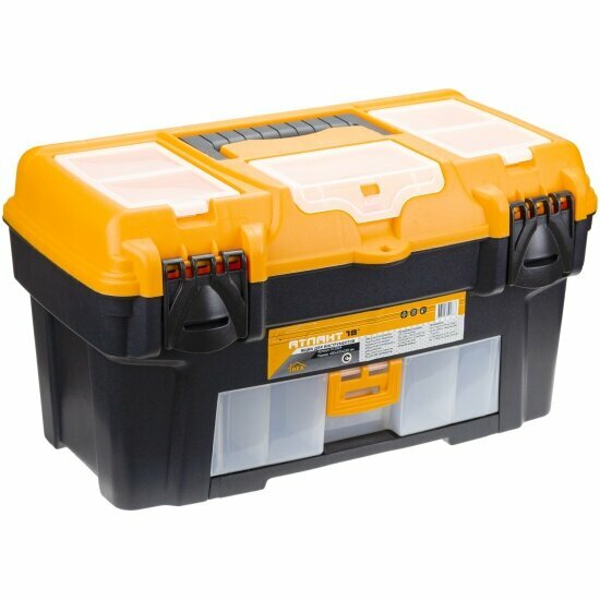 Ящик для инструментов Idea атлант 18' (с консолью и секциями) М 2924 черный с желтым