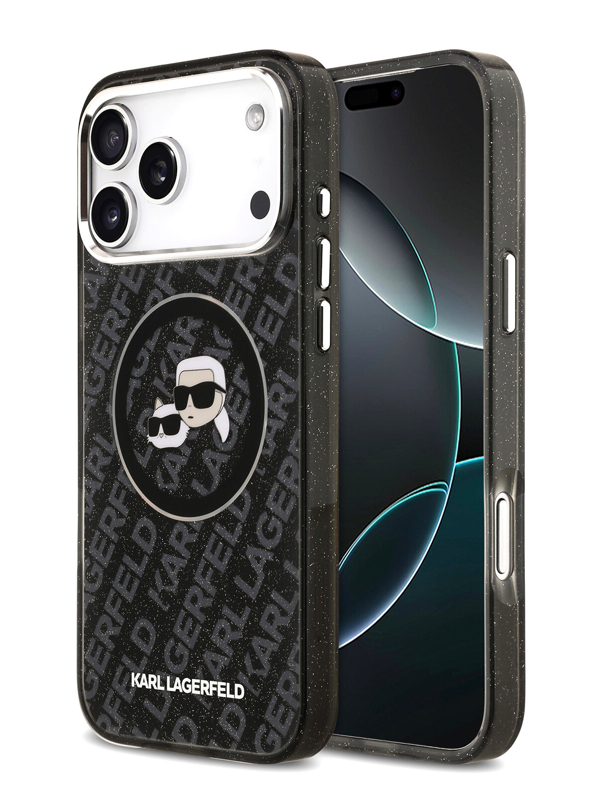 Чехол Karl Lagerfeld на iPhone 17 Pro Max, с магнитами MagSafe, с принтом IML Design, с защитным бортиком, черный